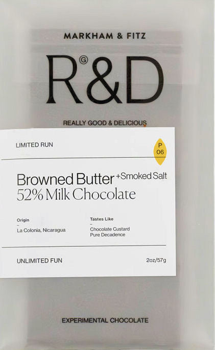 Markham & Fitz 52% Milk Chocolate with browned butter and smoked sea ...